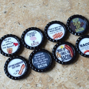 Bacon Bottlecap Magnets- Funny Gift for Him- Bacon Gift- Fridge Magnets ...