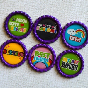 Best Friend Magnets- BFF Bottlecap Magnets- Kawaii Friendship Magnets ...