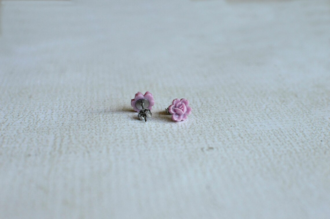 Vintage Earrings Purple Flower Earrings Titanium Flower | Etsy