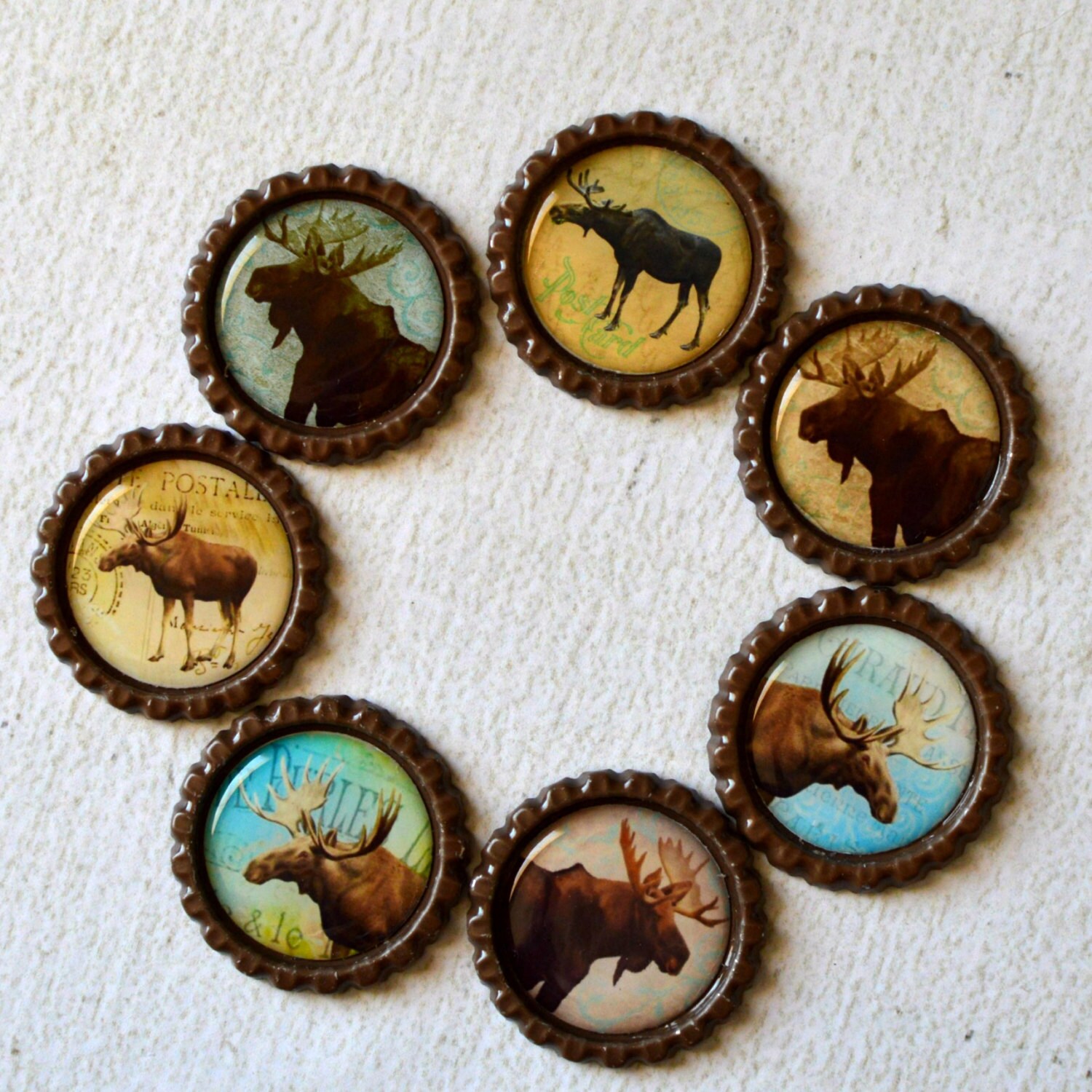 Moose Bottlecap Magnets- Rustic Home Decor- Lake House, Cabin, Log ...