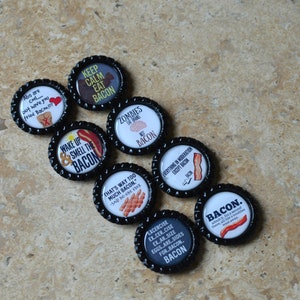 Bacon Bottlecap Magnets- Funny Gift for Him- Bacon Gift- Fridge Magnets ...