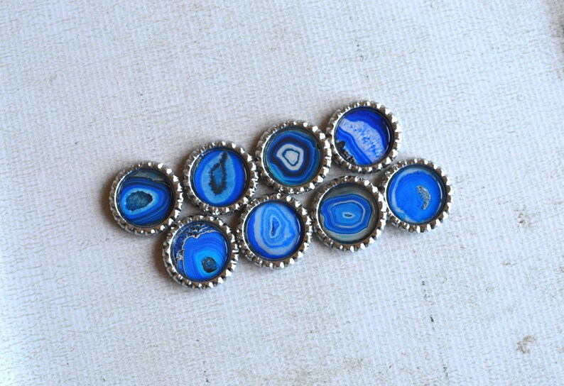 Blue Geode Agate Rock Bottlecap Magnets- Science Gift- Agate Slice ...