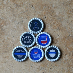 Police Support Magnets- Thin Blue Line- Bottlecap Magnets- Police ...