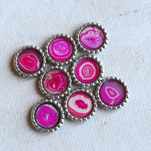 Pink Agate, Geode Rock Bottlecap Magnets- Agate, Geode Decor- Geology ...