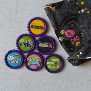 Best Friend Magnets- BFF Bottlecap Magnets- Kawaii Friendship Magnets ...