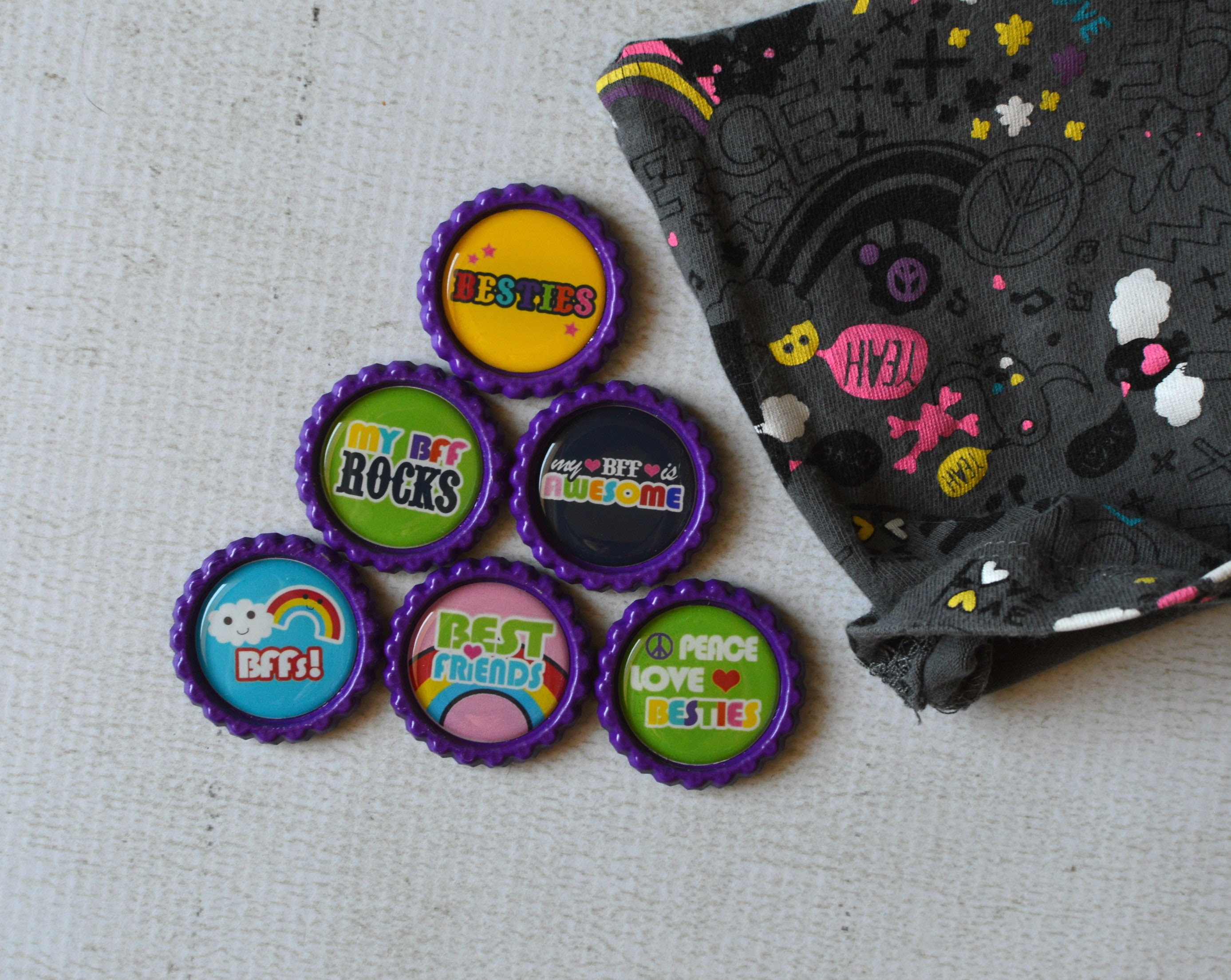 Best Friend Magnets- BFF Bottlecap Magnets- Kawaii Friendship Magnets ...