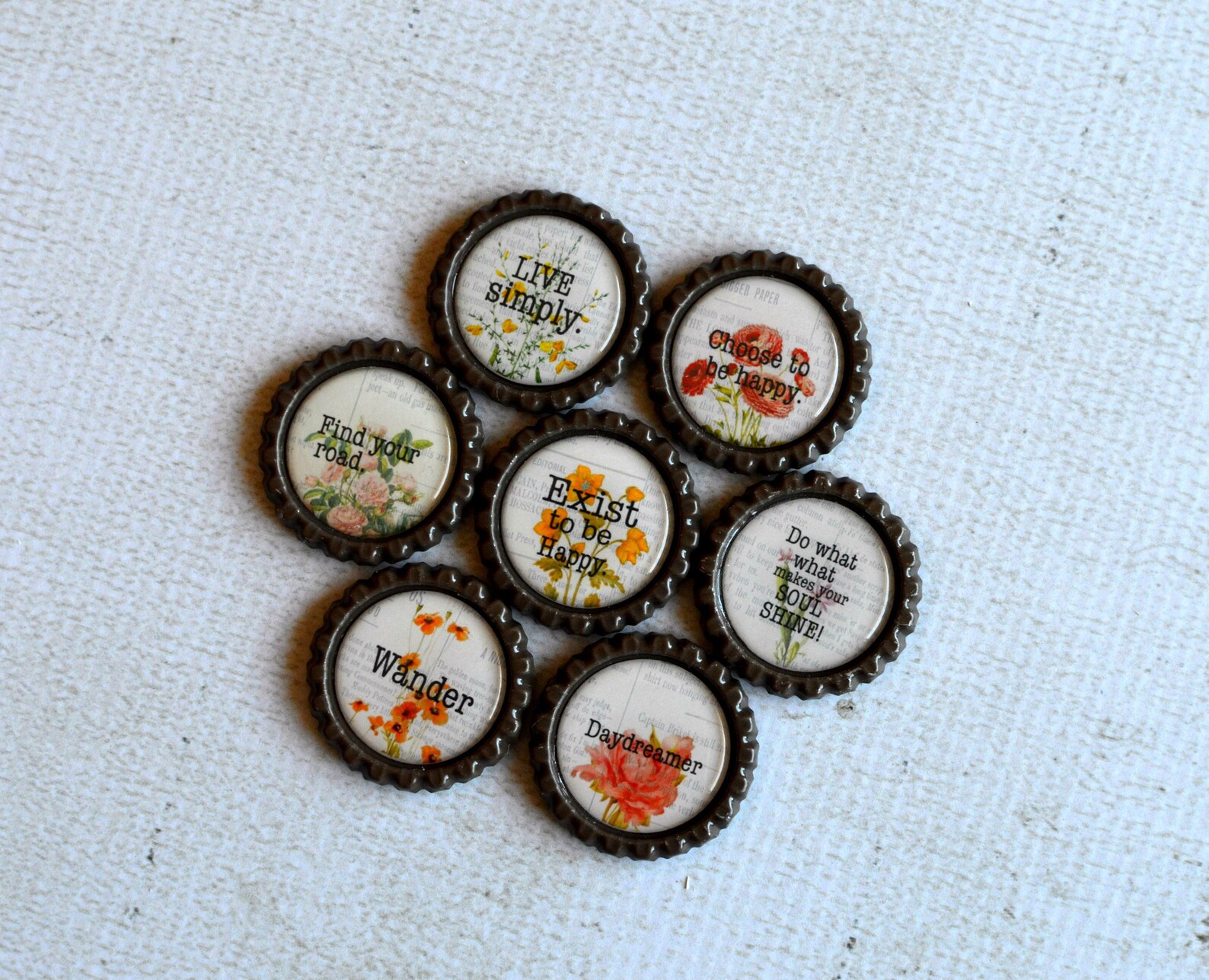 Boho Floral Magnets Inspirational Words Bottlecap Magnets - Etsy