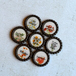 Boho Floral Magnets- Inspirational Words Bottlecap Magnets- Boho ...