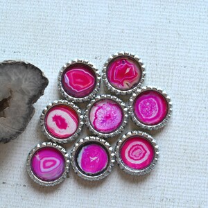 Pink Agate, Geode Rock Bottlecap Magnets- Agate, Geode Decor- Geology ...