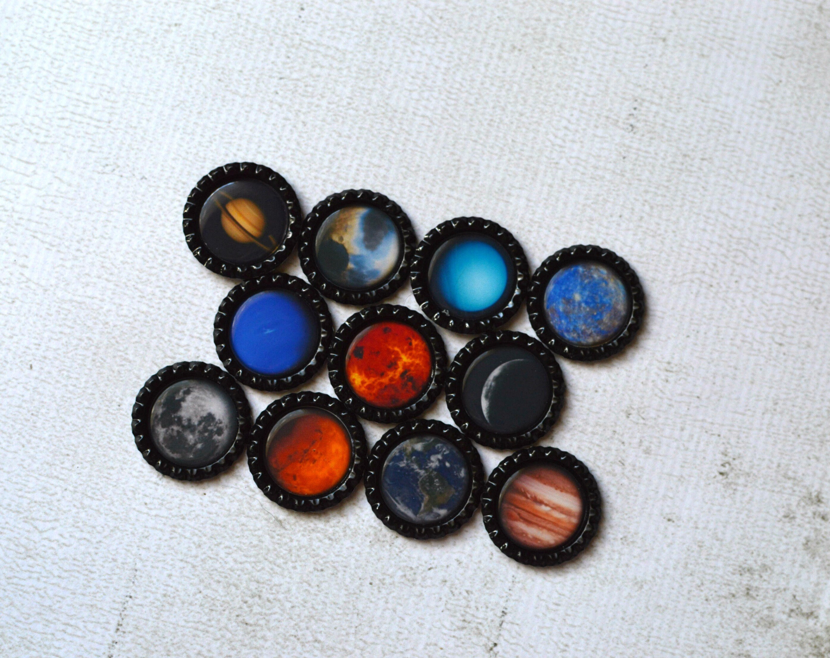Planet Bottlecap Magnets Solar System Astronomy Cosmic | Etsy