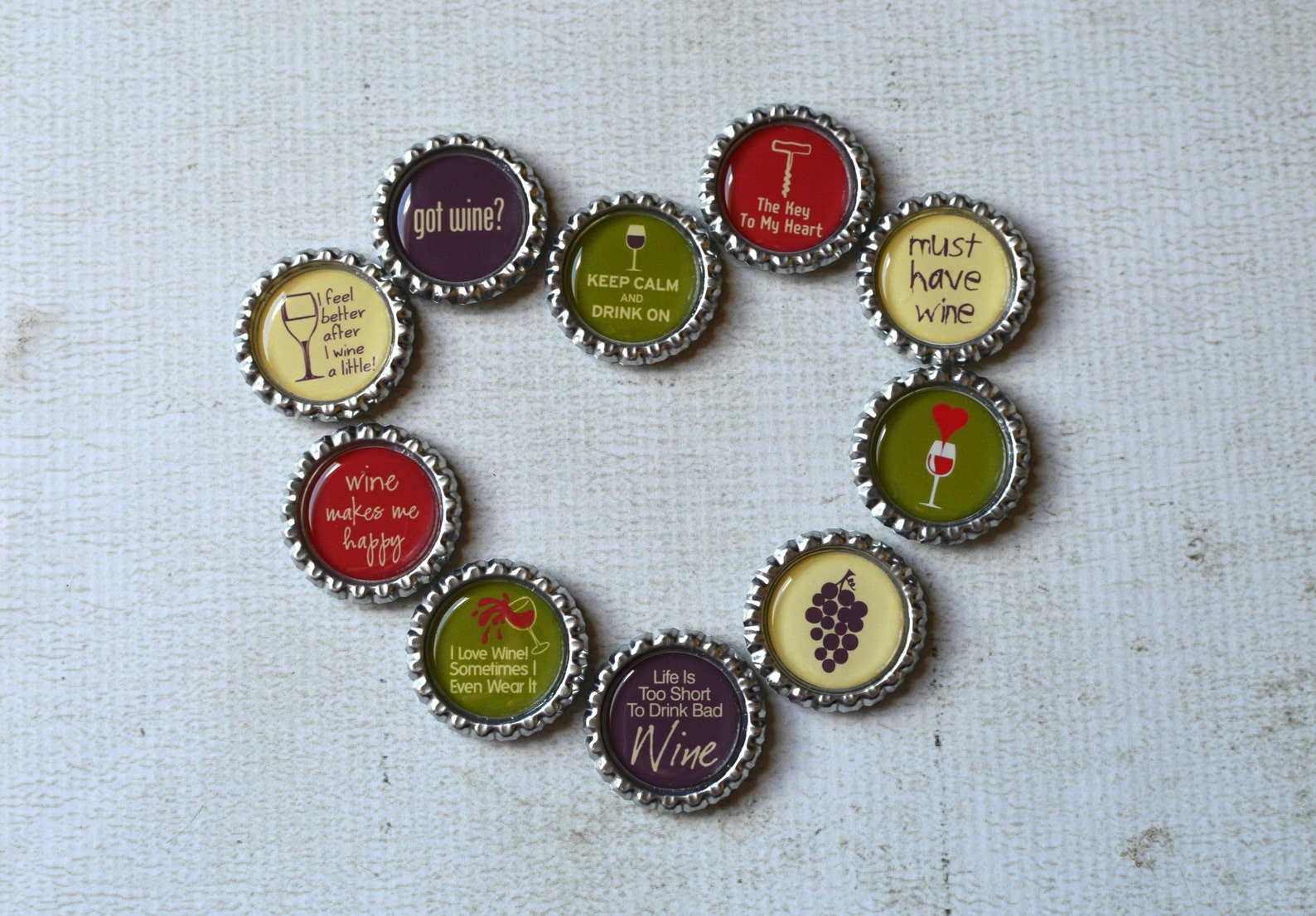 Wine Bottlecap Magnets- Kitchen Magnets- Funny Wine Gift- Wine Decor ...