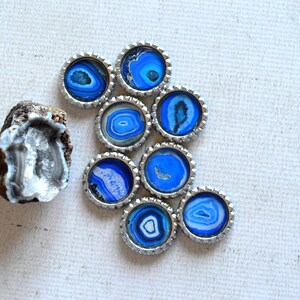 Blue Geode Agate Rock Bottlecap Magnets- Science Gift- Agate Slice ...