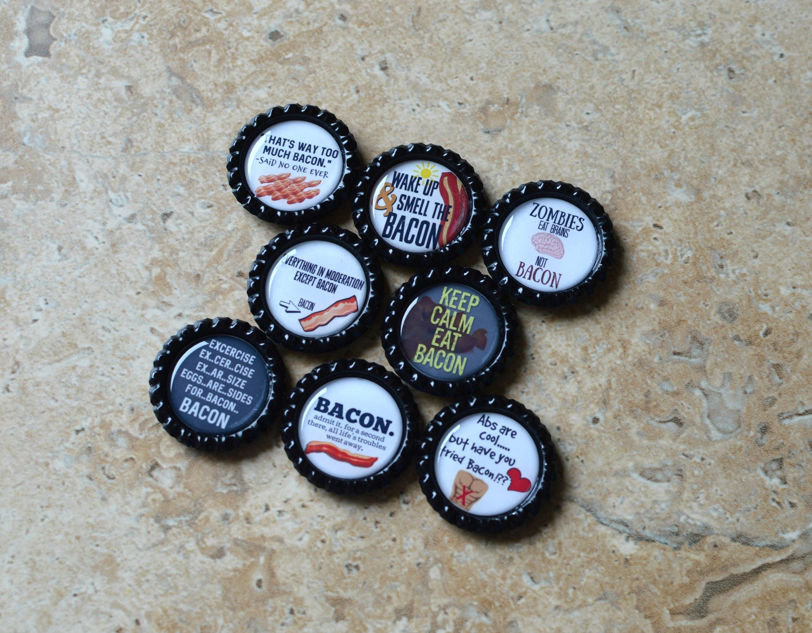 Bacon Bottlecap Magnets Funny Gift for Him Bacon Gift - Etsy