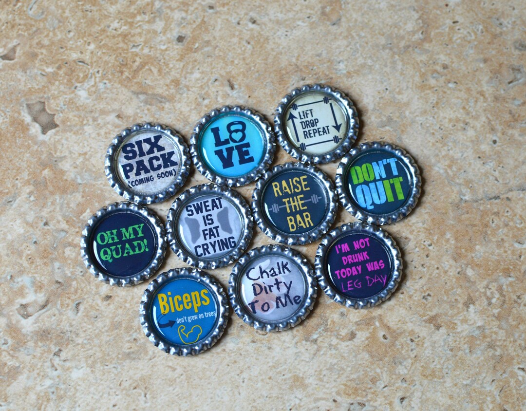 Weightlifting Bottlecap Magnets- Gift for Him- Fitness, Workout Gift ...