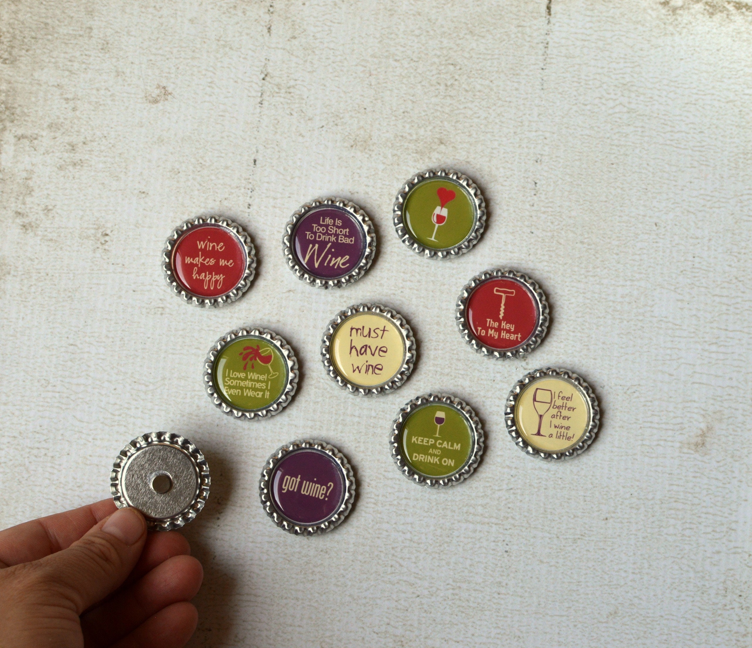 Wine Bottlecap Magnets- Kitchen Magnets- Funny Wine Gift- Wine Decor ...
