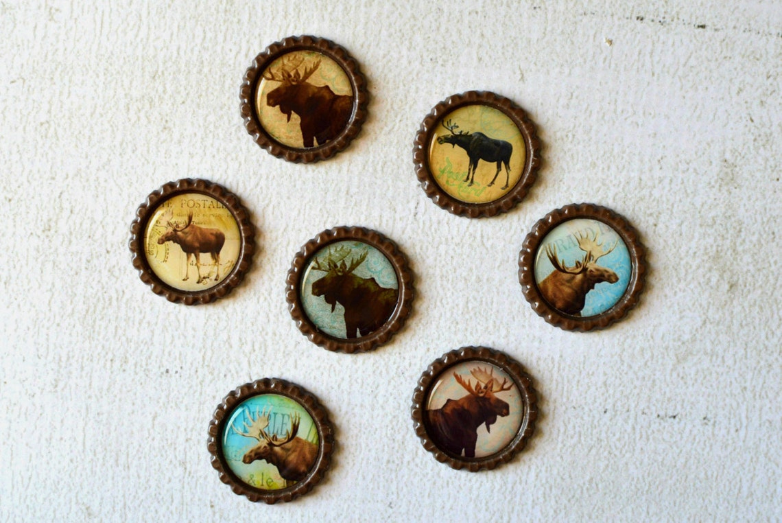 Moose Bottlecap Magnets Rustic Home Decor Lake House Cabin | Etsy