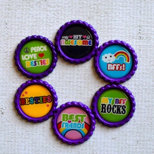Best Friend Magnets- BFF Bottlecap Magnets- Kawaii Friendship Magnets ...