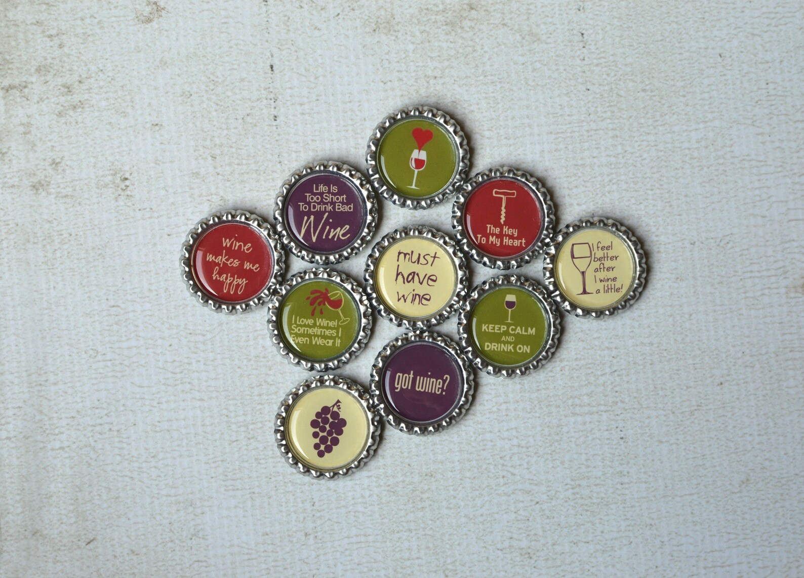 Wine Bottlecap Magnets- Kitchen Magnets- Funny Wine Gift- Wine Decor ...