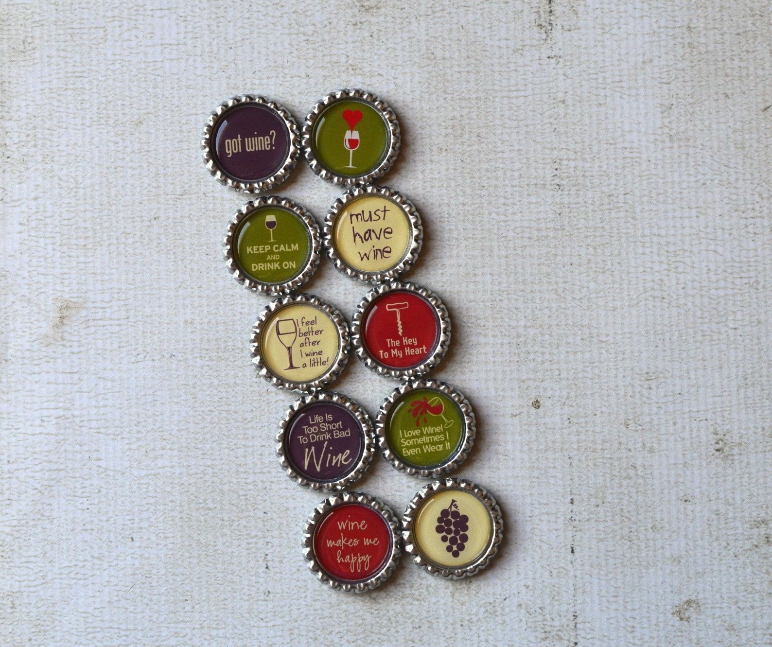 Wine Bottlecap Magnets- Kitchen Magnets- Funny Wine Gift- Wine Decor ...