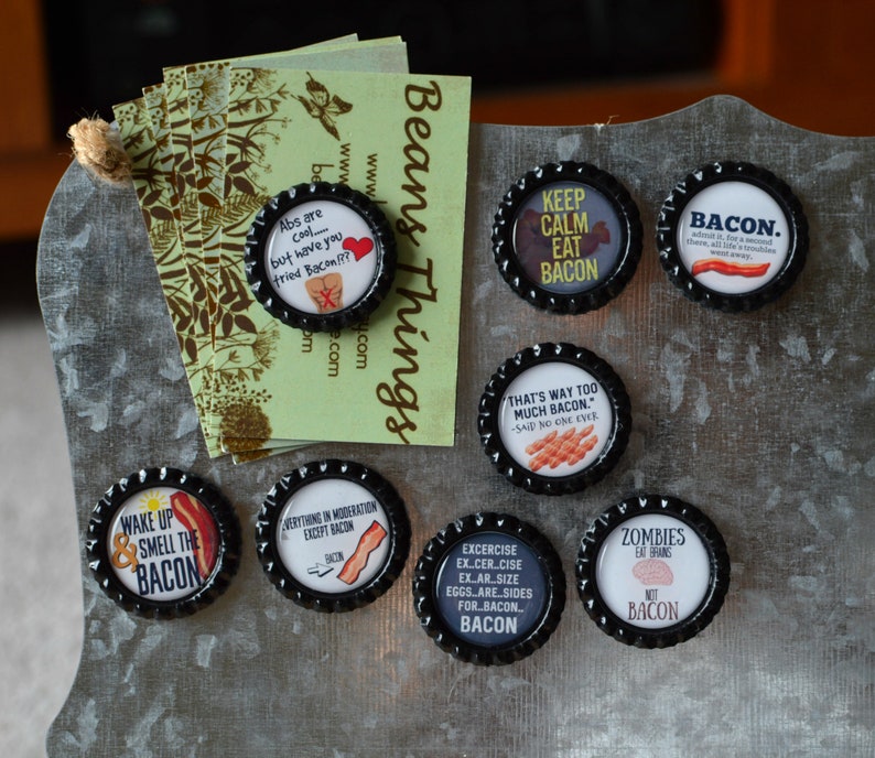 Bacon Bottlecap Magnets Funny Gift for Him Bacon Gift - Etsy