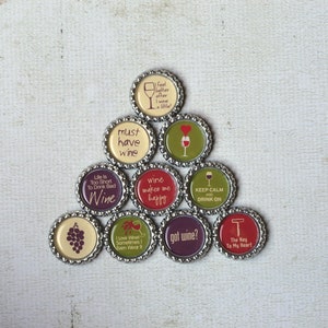 Wine Bottlecap Magnets- Kitchen Magnets- Funny Wine Gift- Wine Decor ...