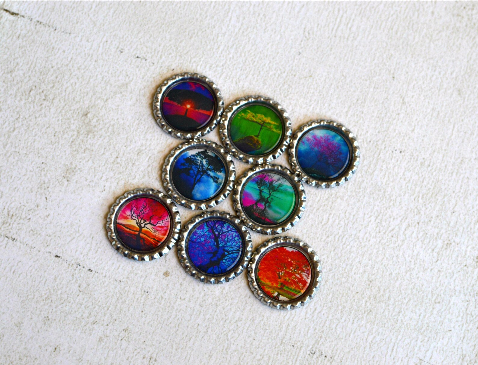 Tree Magnets Colorful Tree Decor Kitchen Magnets 8 Tree - Etsy