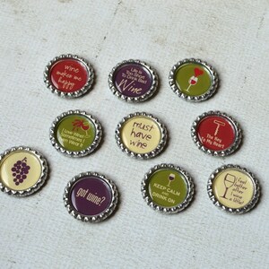 Wine Bottlecap Magnets- Kitchen Magnets- Funny Wine Gift- Wine Decor ...