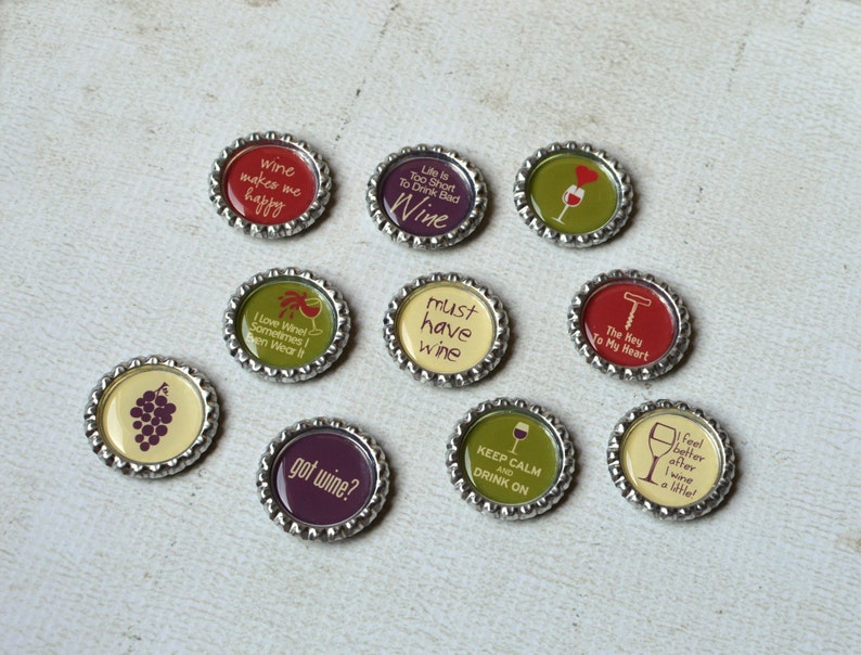 Wine Bottlecap Magnets- Kitchen Magnets- Funny Wine Gift- Wine Decor ...