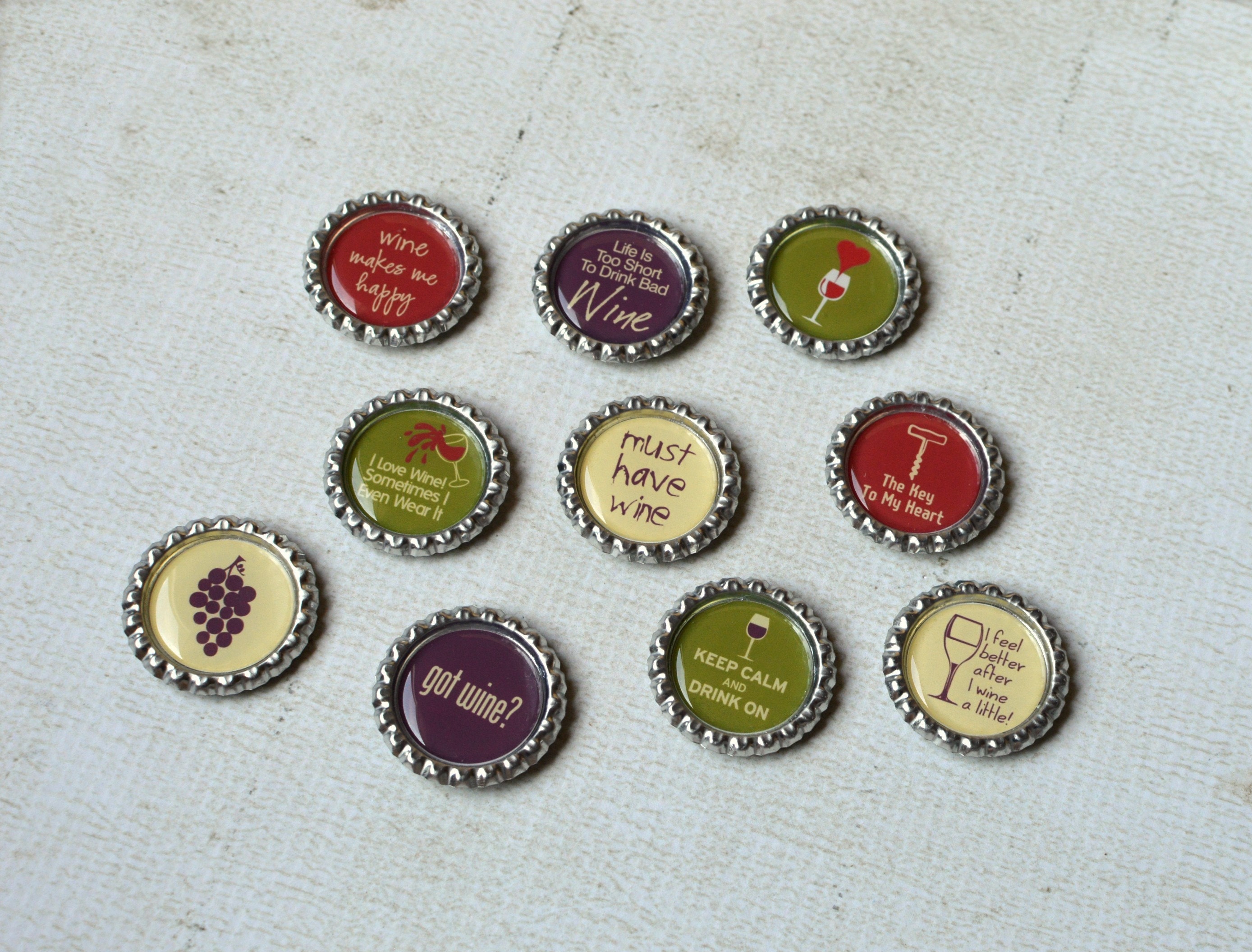 Wine Bottlecap Magnets- Kitchen Magnets- Funny Wine Gift- Wine Decor ...