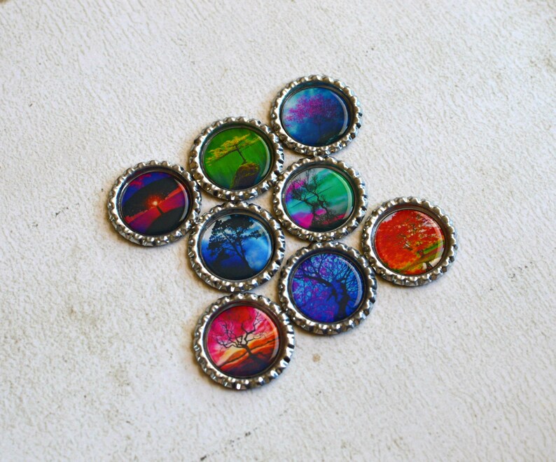 Tree Magnets Colorful Tree Decor Kitchen Magnets 8 Tree - Etsy