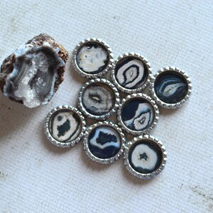Agate, Geode Rock Bottlecap Magnets- Black and White Decor- Agate ...