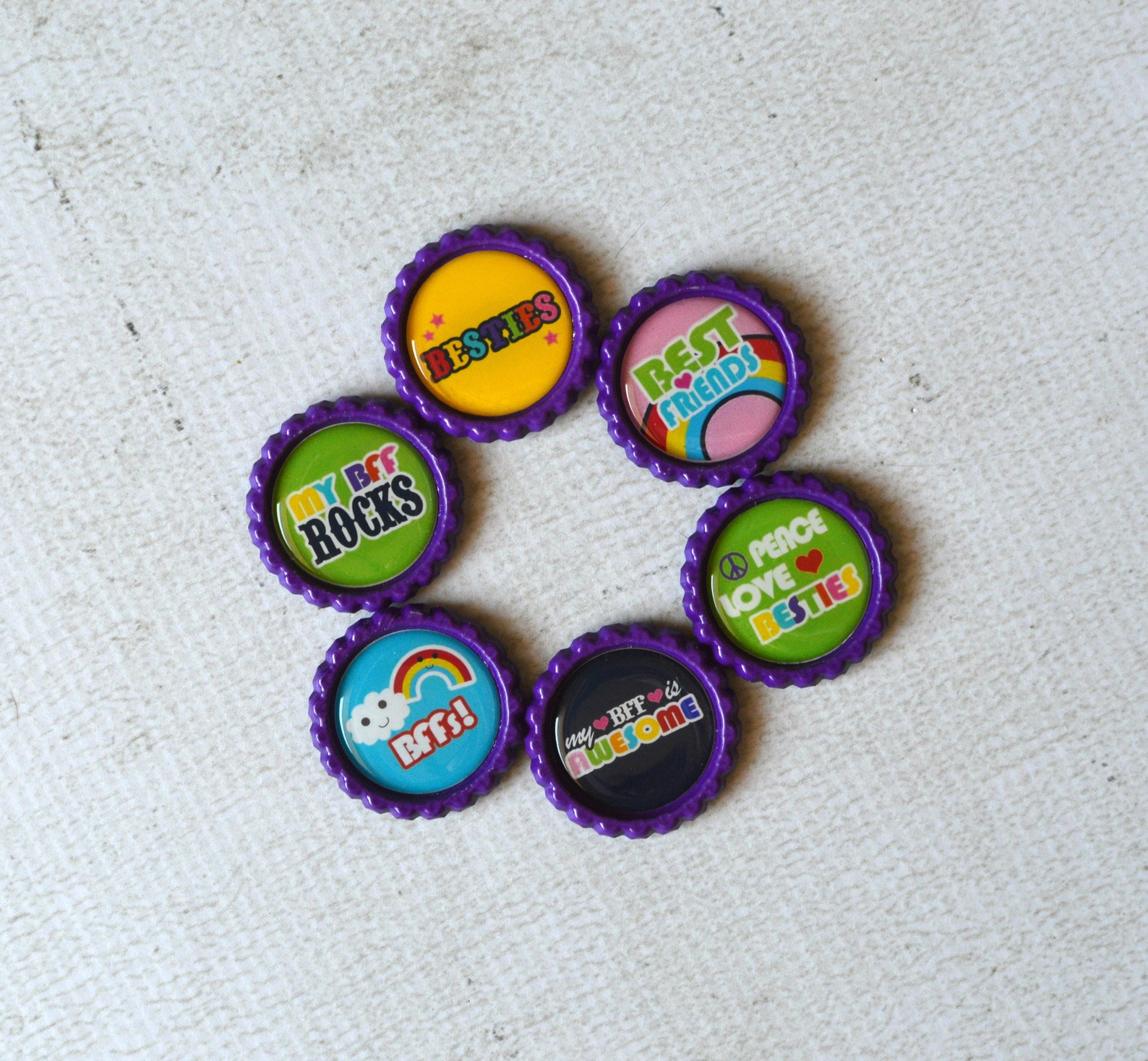 Best Friend Magnets BFF Bottlecap Magnets Kawaii Friendship | Etsy