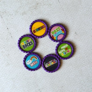 Best Friend Magnets- BFF Bottlecap Magnets- Kawaii Friendship Magnets ...