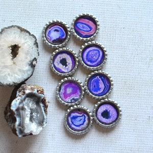 Purple Agate, Geode Bottlecap Magnets- Rock Decor- Purple Geode- Purple ...