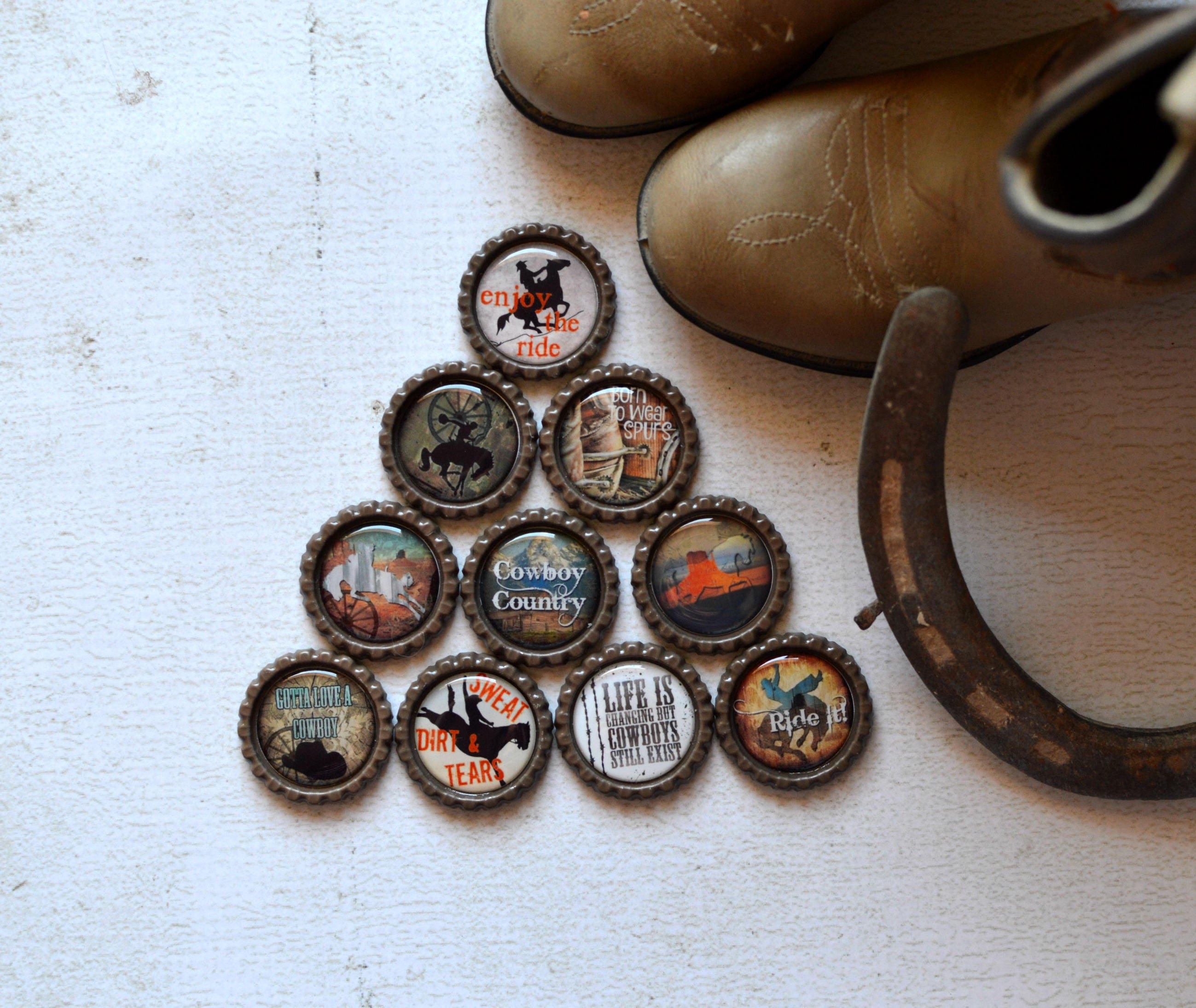 Cowboy Bottlecap Magnets Western Cowboy Decor Refrigerator | Etsy