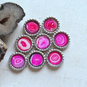 Pink Agate, Geode Rock Bottlecap Magnets- Agate, Geode Decor- Geology ...