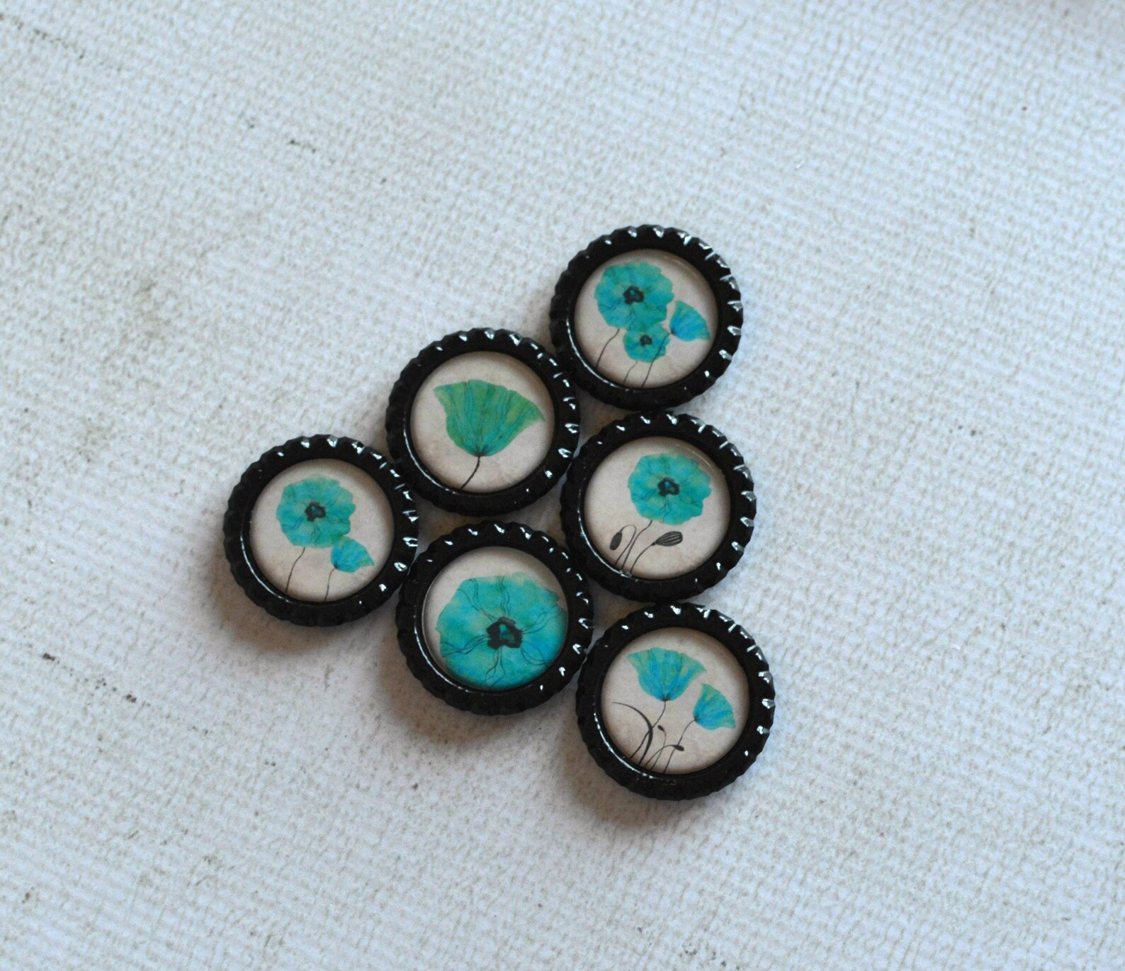 Poppy Bottlecap Magnets You Choose Red or Teal Poppy Magnets | Etsy