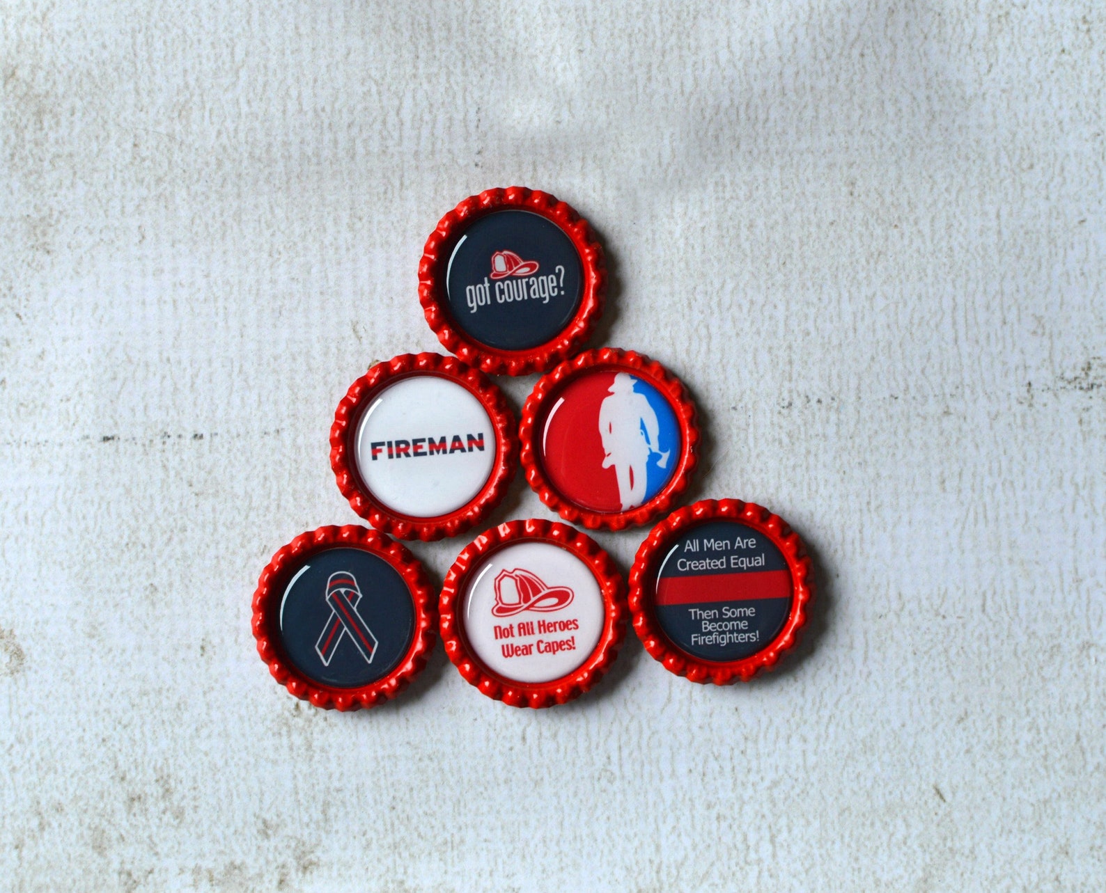 Fireman Bottlecap Magnets Firefighter Gift Fireman Support - Etsy