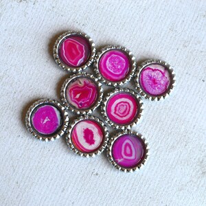 Pink Agate, Geode Rock Bottlecap Magnets- Agate, Geode Decor- Geology ...