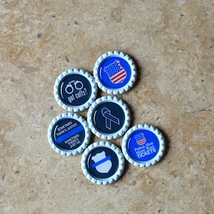Police Support Magnets- Thin Blue Line- Bottlecap Magnets- Police ...