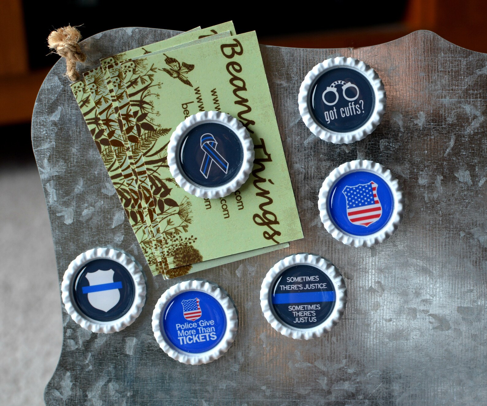 Police Support Magnets Thin Blue Line Bottlecap Magnets | Etsy