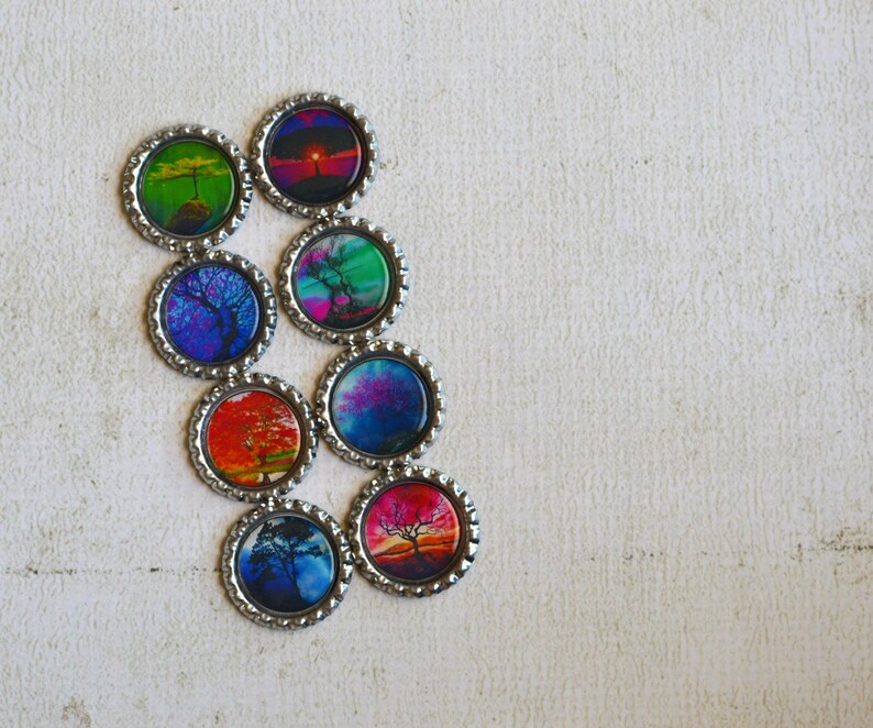 Tree Magnets Colorful Tree Decor Kitchen Magnets 8 Tree - Etsy
