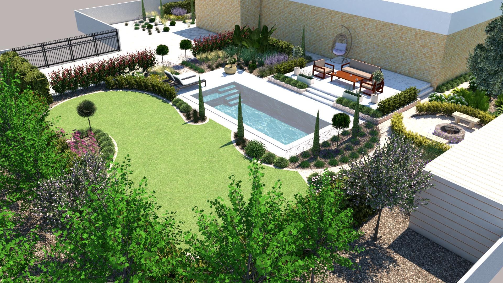 Backyard Design, 3d Realistic Rendering, , Backyard 3D Rendering, 3d ...