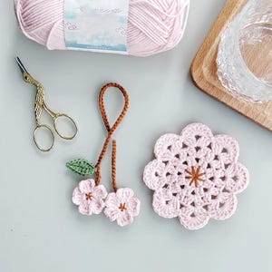 Sakura Coaster and Charm Crochet Pattern - Cherry Blossoms Flower ...
