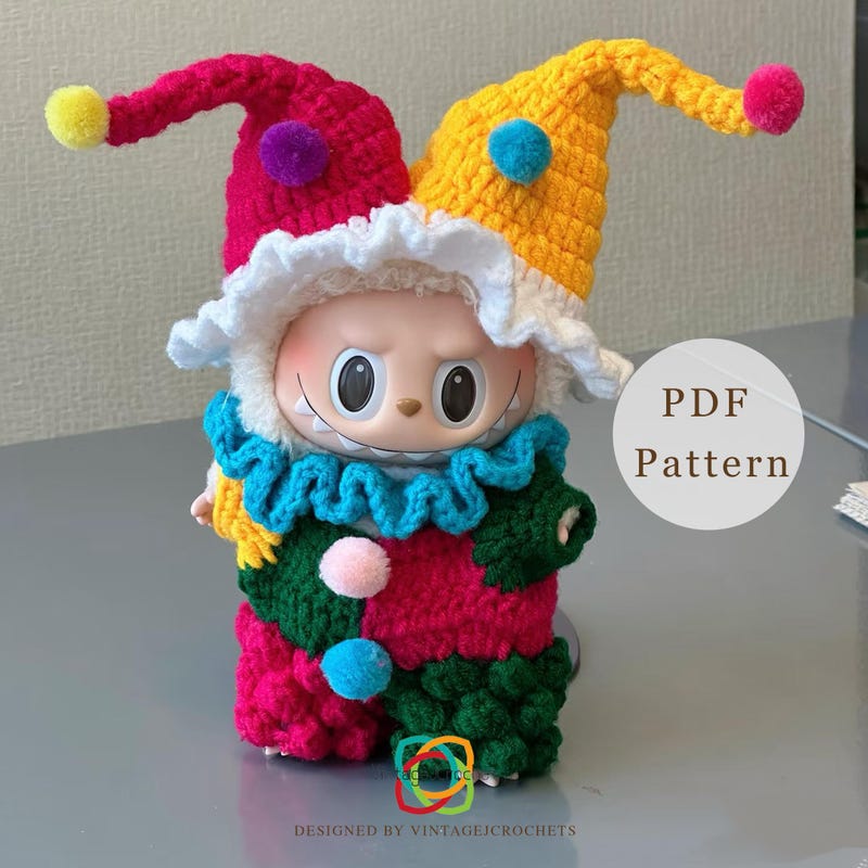 Crochet Clown Labubu - Etsy