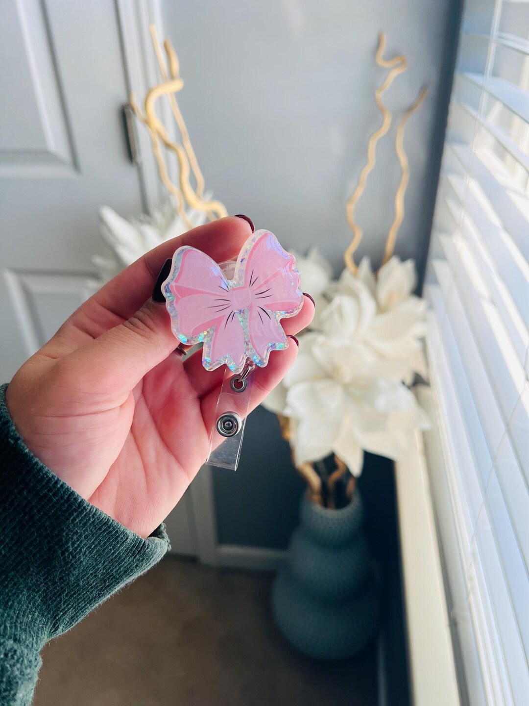 Pink Bow Badge Reel| Retractable Badge Reel| Nurse| Teacher| Pink Bow ...