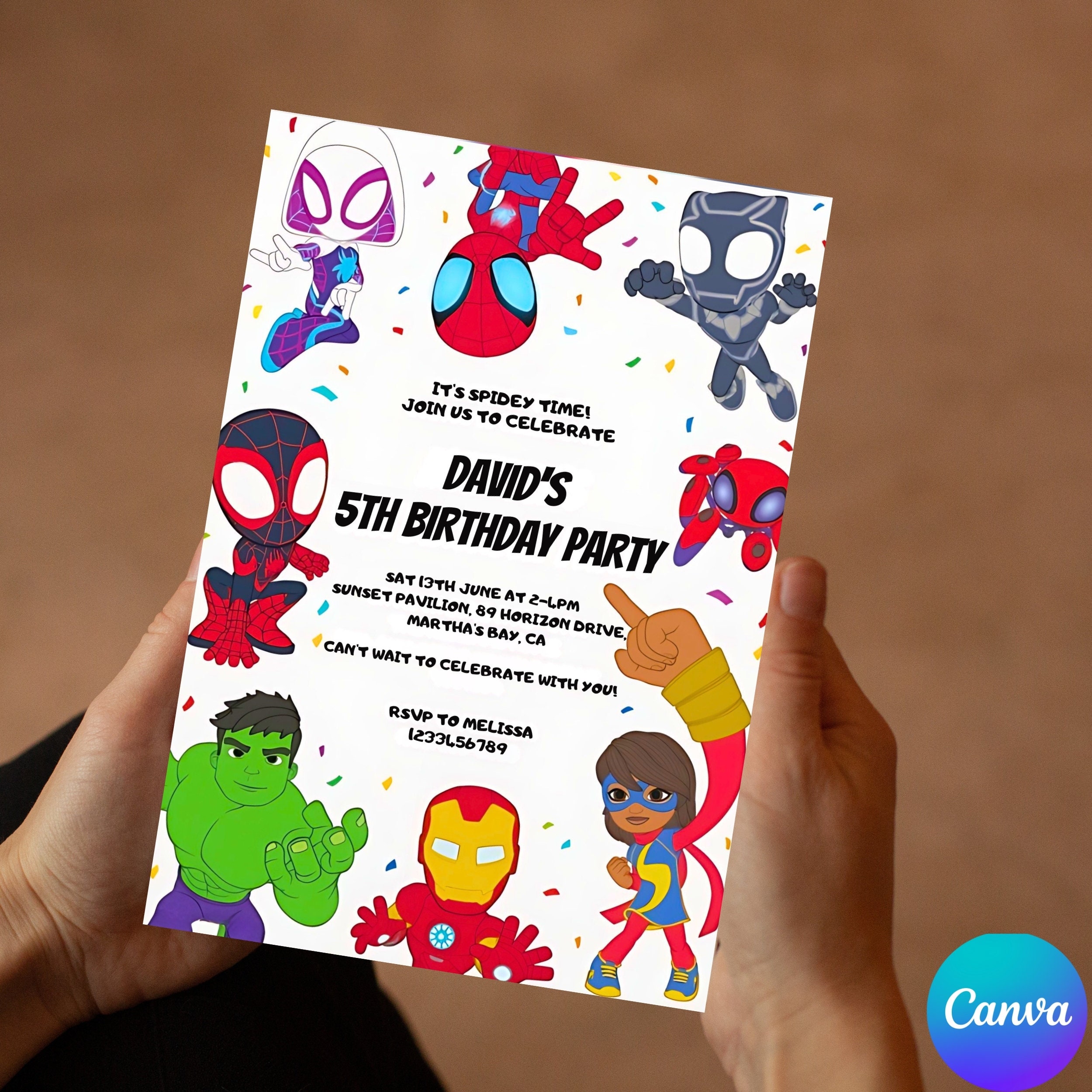 Editable Spidey and Friends Birthday Invitation, Spidey Party Invite ...