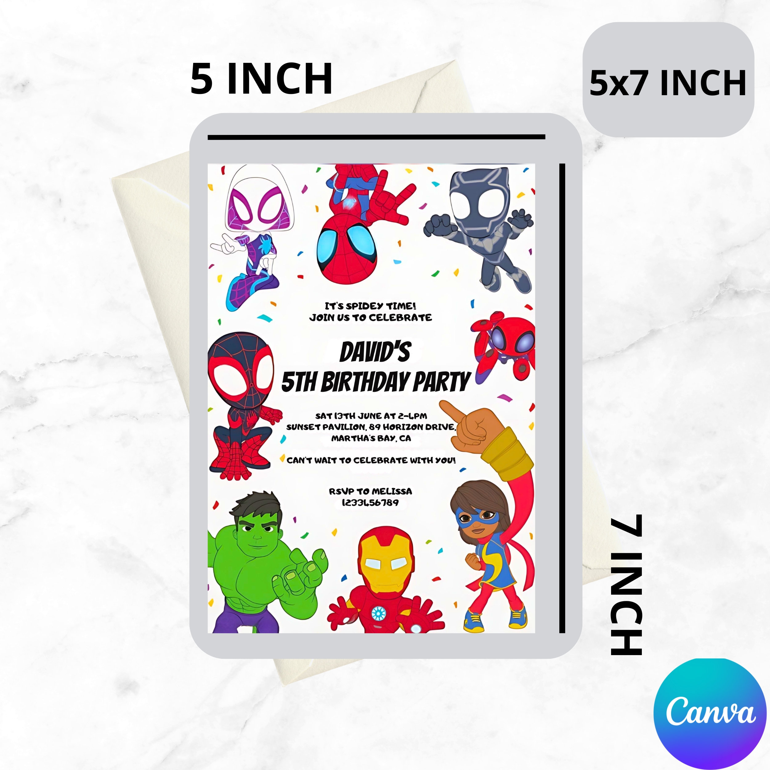 Editable Spidey and Friends Birthday Invitation, Spidey Party Invite ...