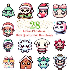 28 High Quality Digital PNG Files of Adorable and Festive Kawaii Style ...