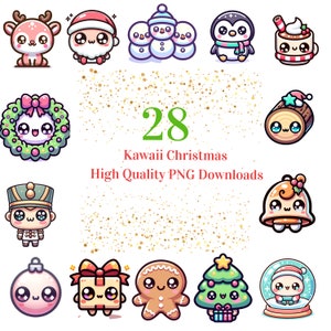 28 High Quality Digital PNG Files of Adorable and Festive Kawaii Style ...